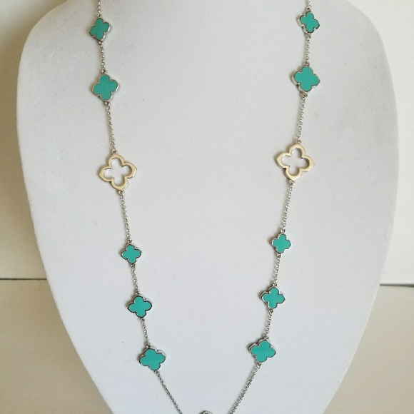 RACHEL'S ACCESSORIES | Jewelry | 36 Long Silver With Turquoise Clover ...